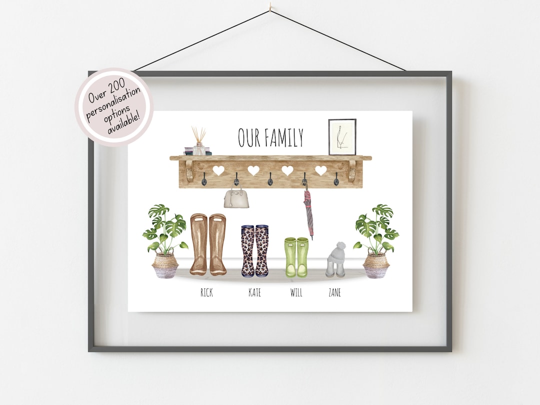 Personalised Family Print, Family Gifts, Family Tree, Welly Print ...