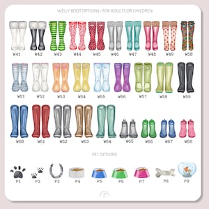 Our Family Print, Personalised Welly Boot Print, Custom Family ...