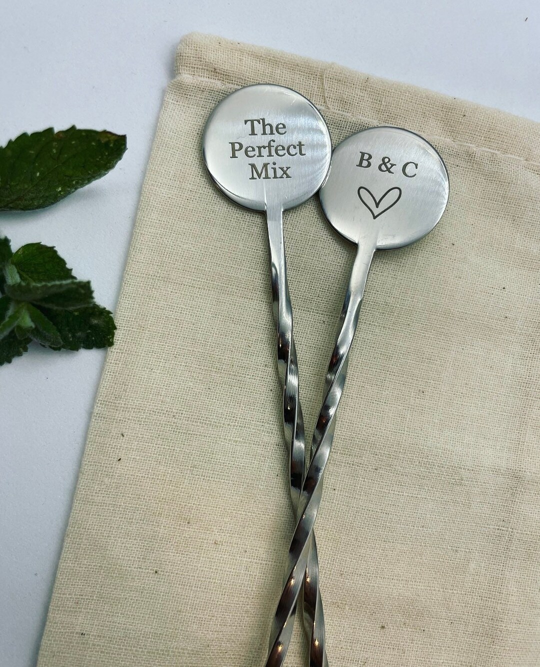 PERSONALISED COCKTAIL COFFEE Stirrer Set of 2 Stainless Steel ...