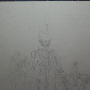 11th Hussars 1854, Pencil Drawing by David Hutcheson 1972, Vintage ...