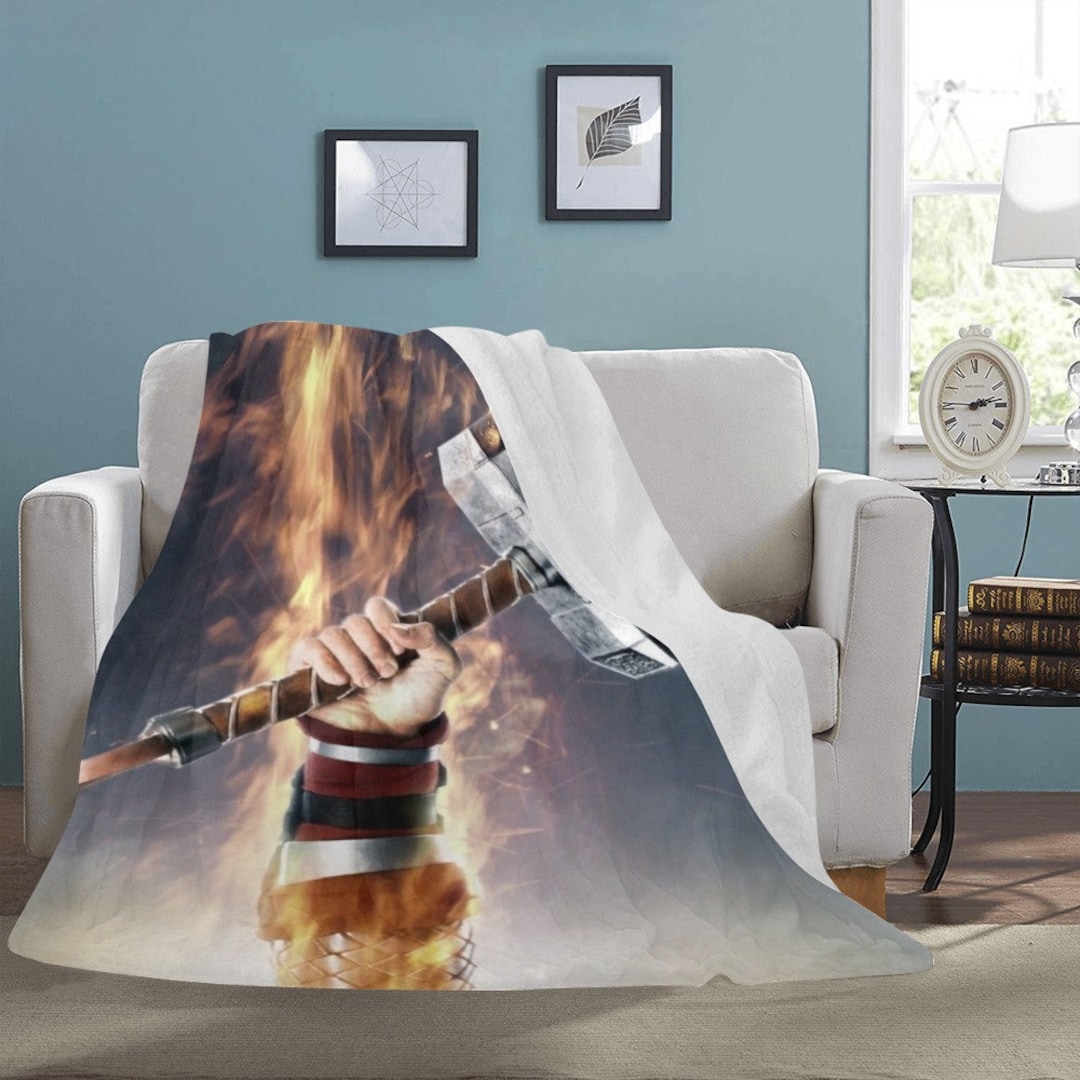 HUGE BEST PRICE Thor Hammer Blanket Fleece Travelling Avengers Super ...