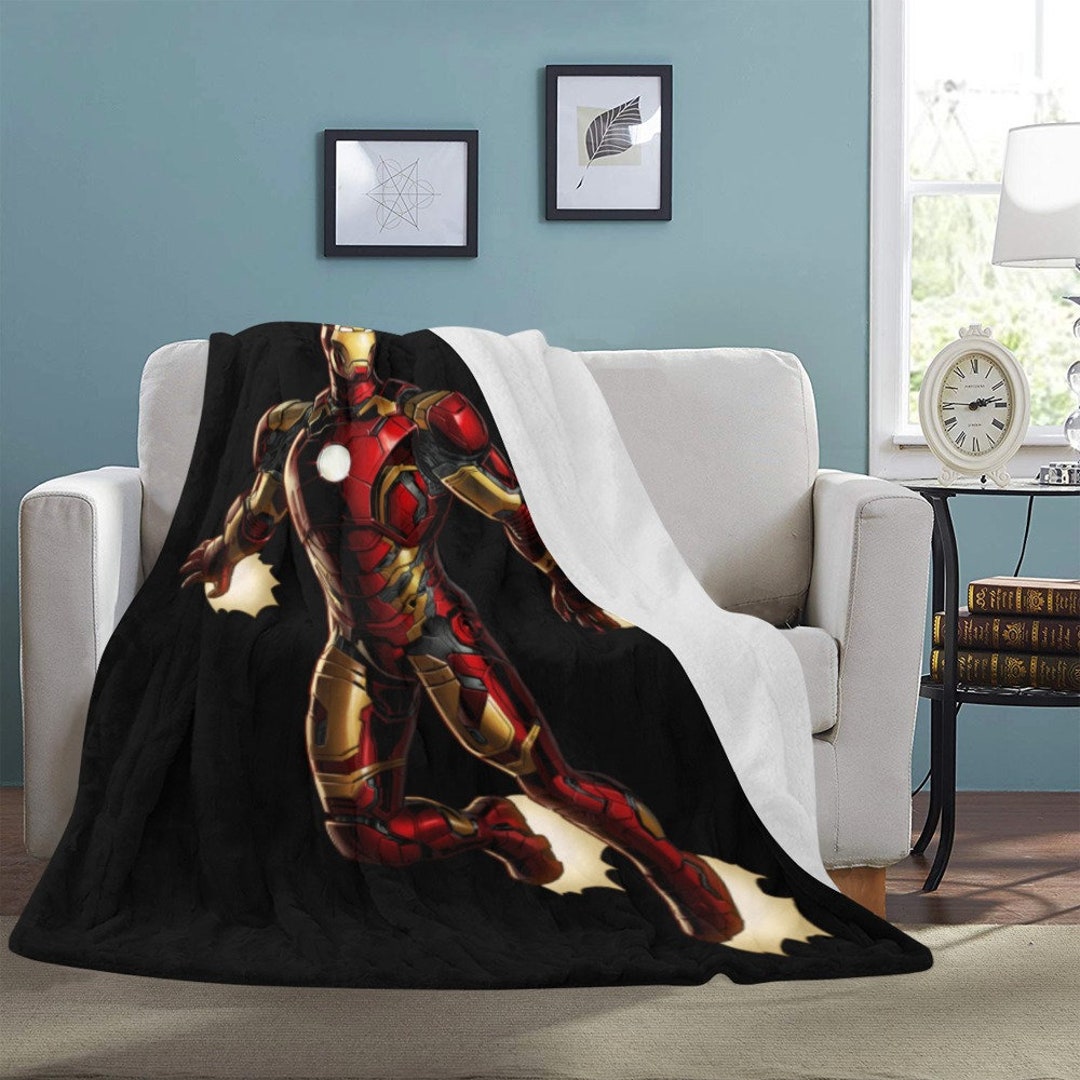 Iron Man Blanket Fleece Travelling Super Hero Birthday Gifts Mothers ...
