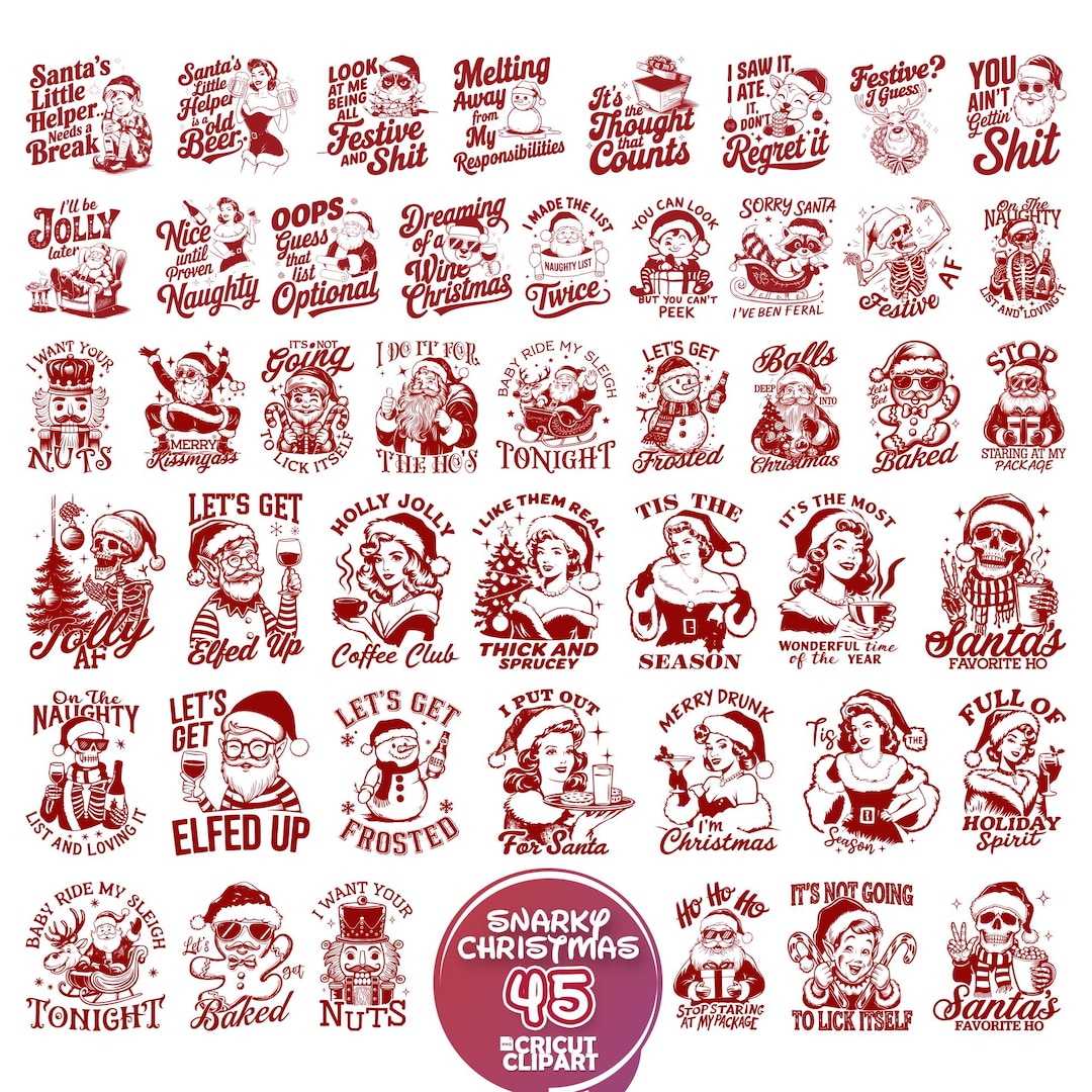 Snarky Christmas Svg Bundle, Sarcastic Santa Claus Svg, Funny Christmas ...