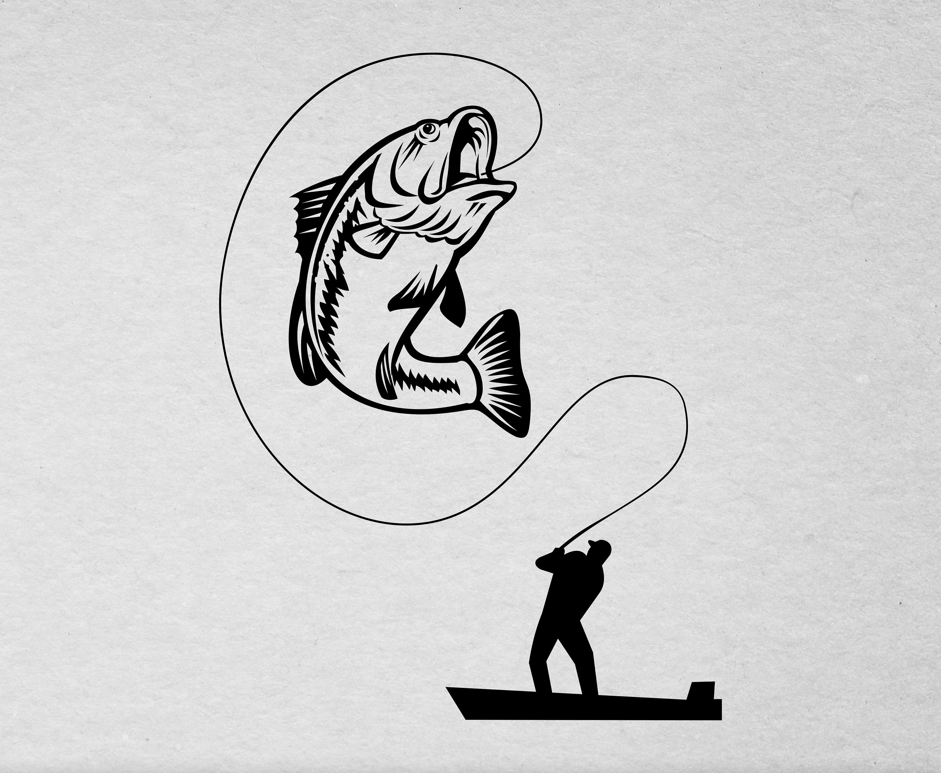 Jumping Bass Fish Silhouette