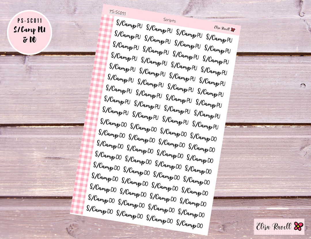 Summer Camp Pick Up Stickers, Summer Camp Drop Off Script Cursive ...