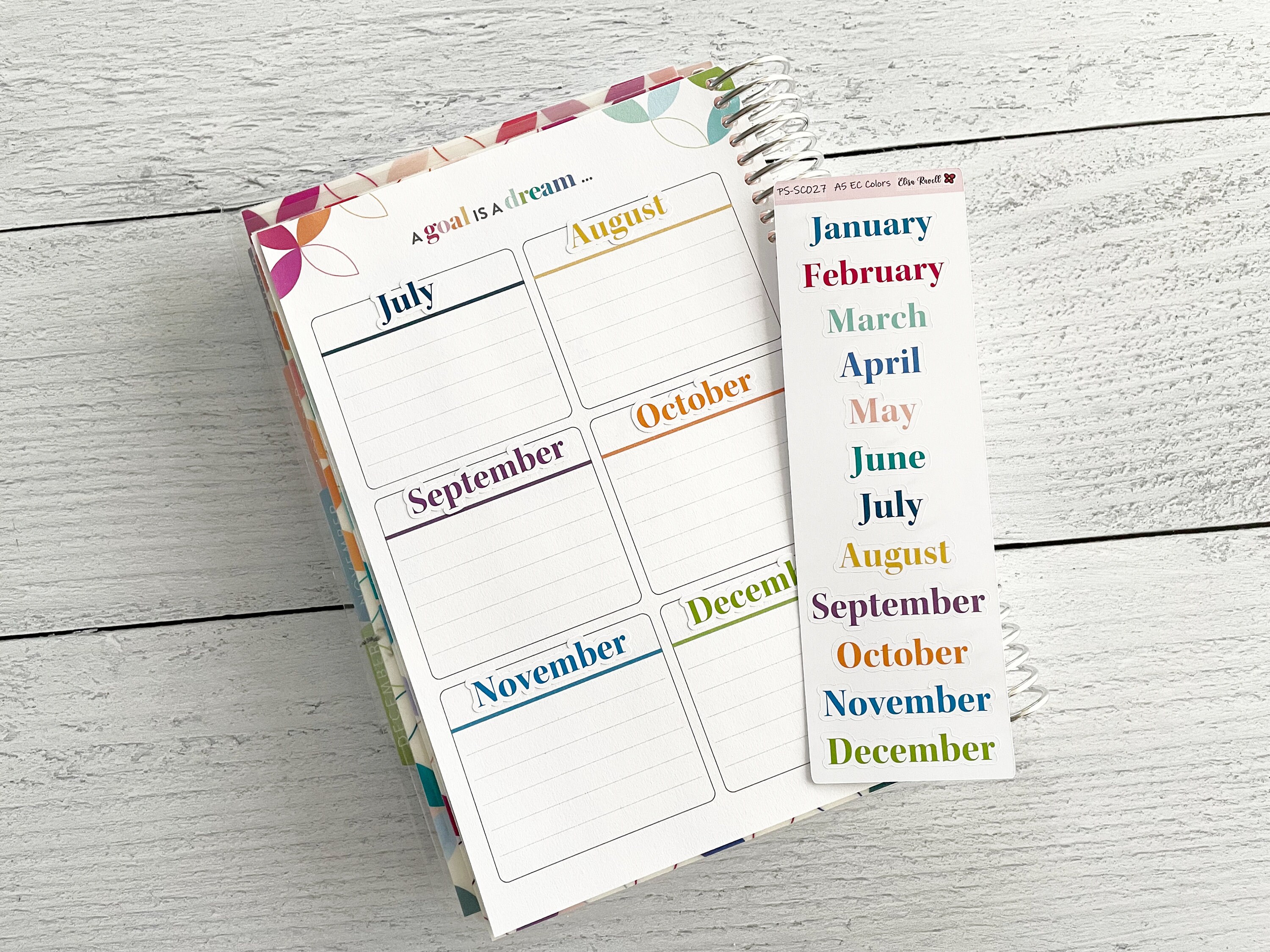 Months Scripts Erin Condren Colors Cursive Script Block - Etsy