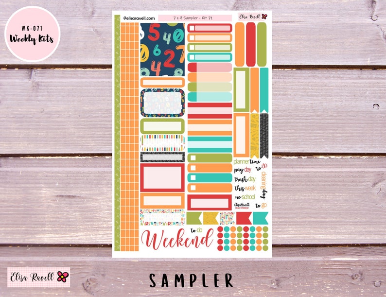 Back to School Bright Sticker Kits Weekly Kits Vertical - Etsy