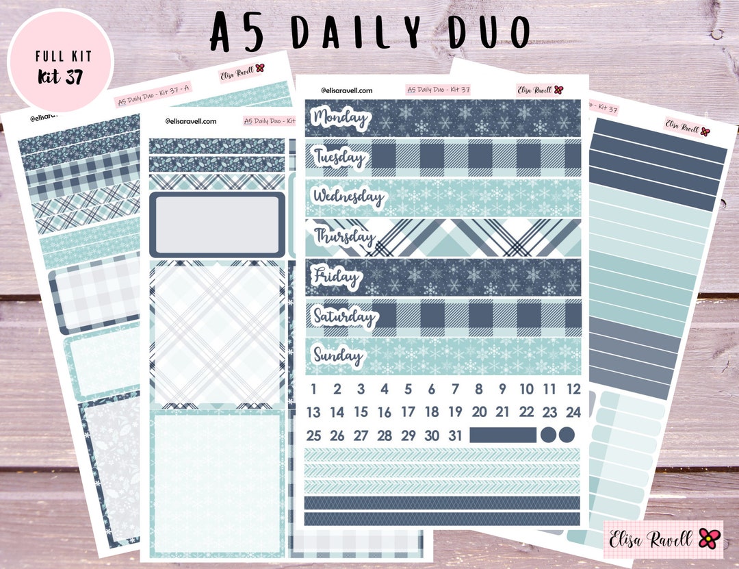 A5 Daily Duo Stickers, Snow Storm, DD Stickers, ECDD, Flexible Dates ...