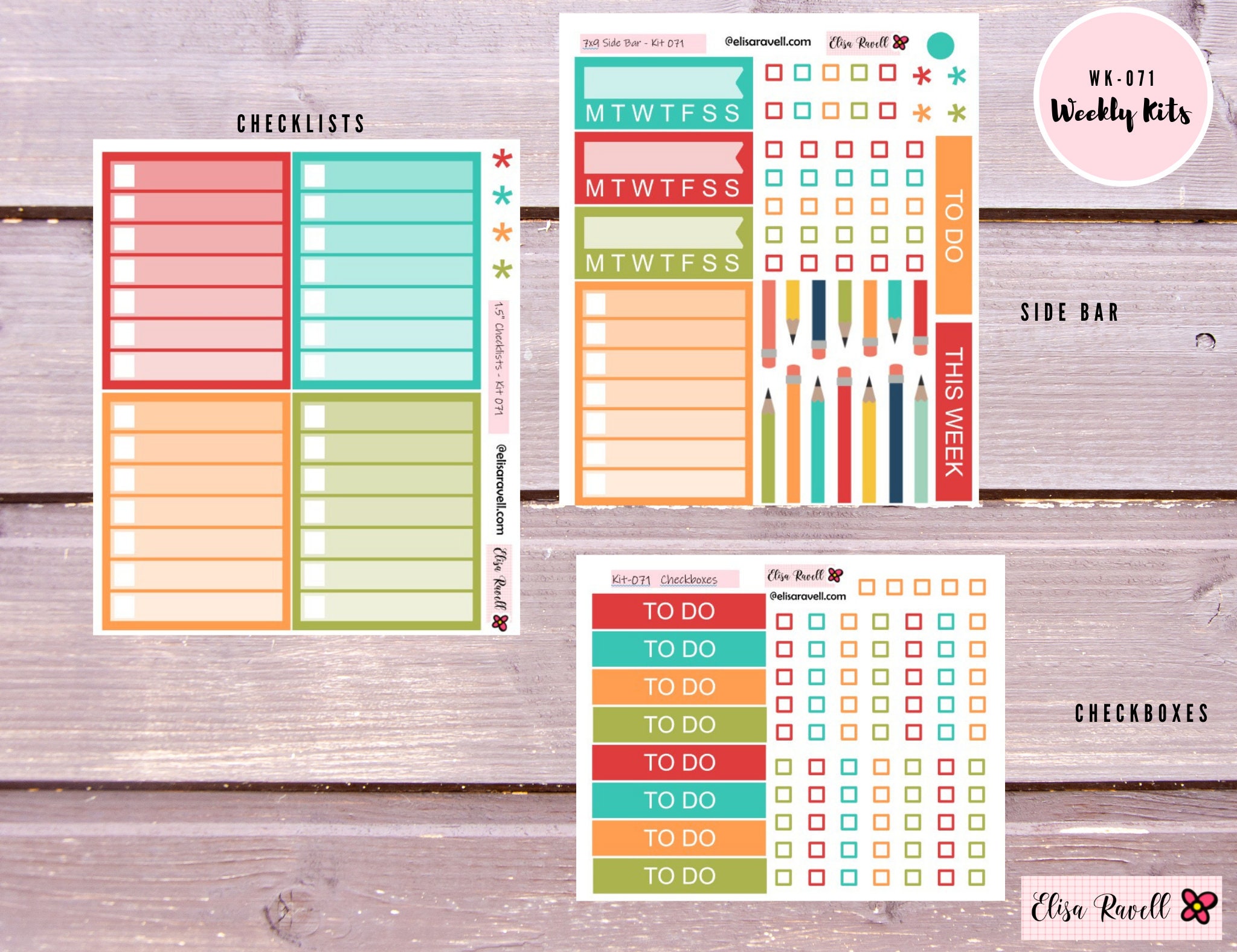 Back to School Bright Sticker Kits Weekly Kits Vertical - Etsy