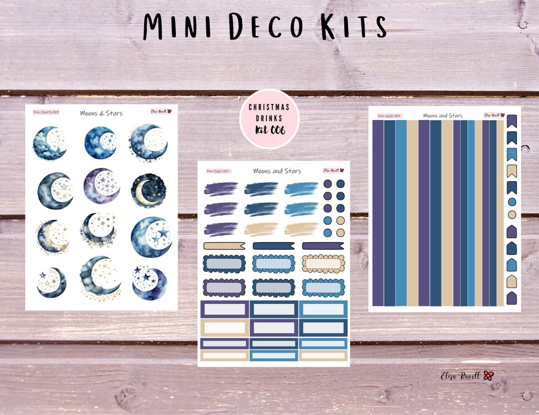 Mini Deco Kit With Moons and Stars Doodles Functional Stickers and ...