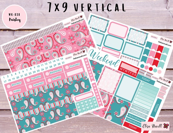 Paisley Vertical Planner Stickers Weekly Spread Weekly Kit - Etsy
