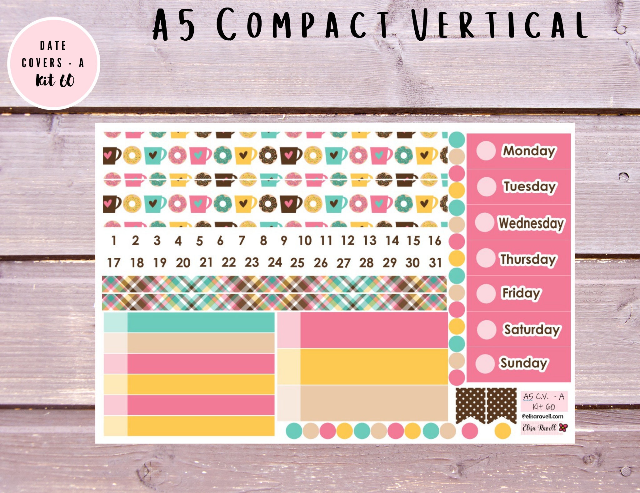 A5 Compact Vertical Stickers Whole Kit Spring Coffee Shop - Etsy