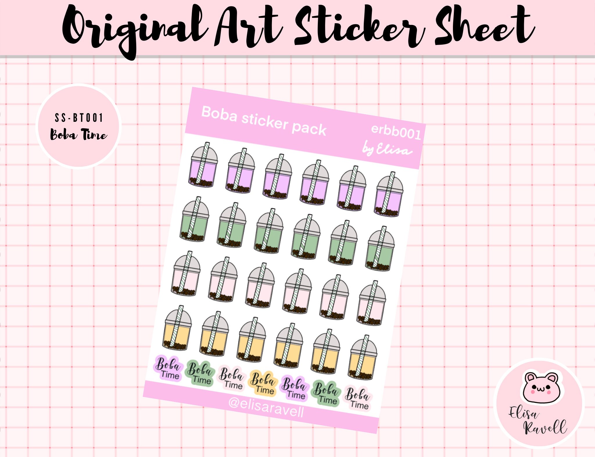 Boba Tea Sticker Sheet Cute Boba Stickers Kawaii Boba Tea | Etsy