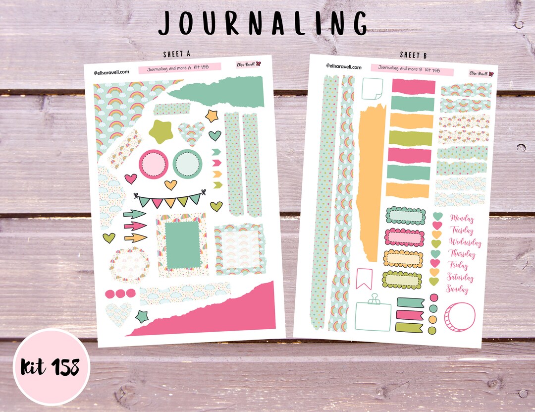 Journaling Sticker Kits Colorful Rainbow for A5 and 7x9 Journals and ...
