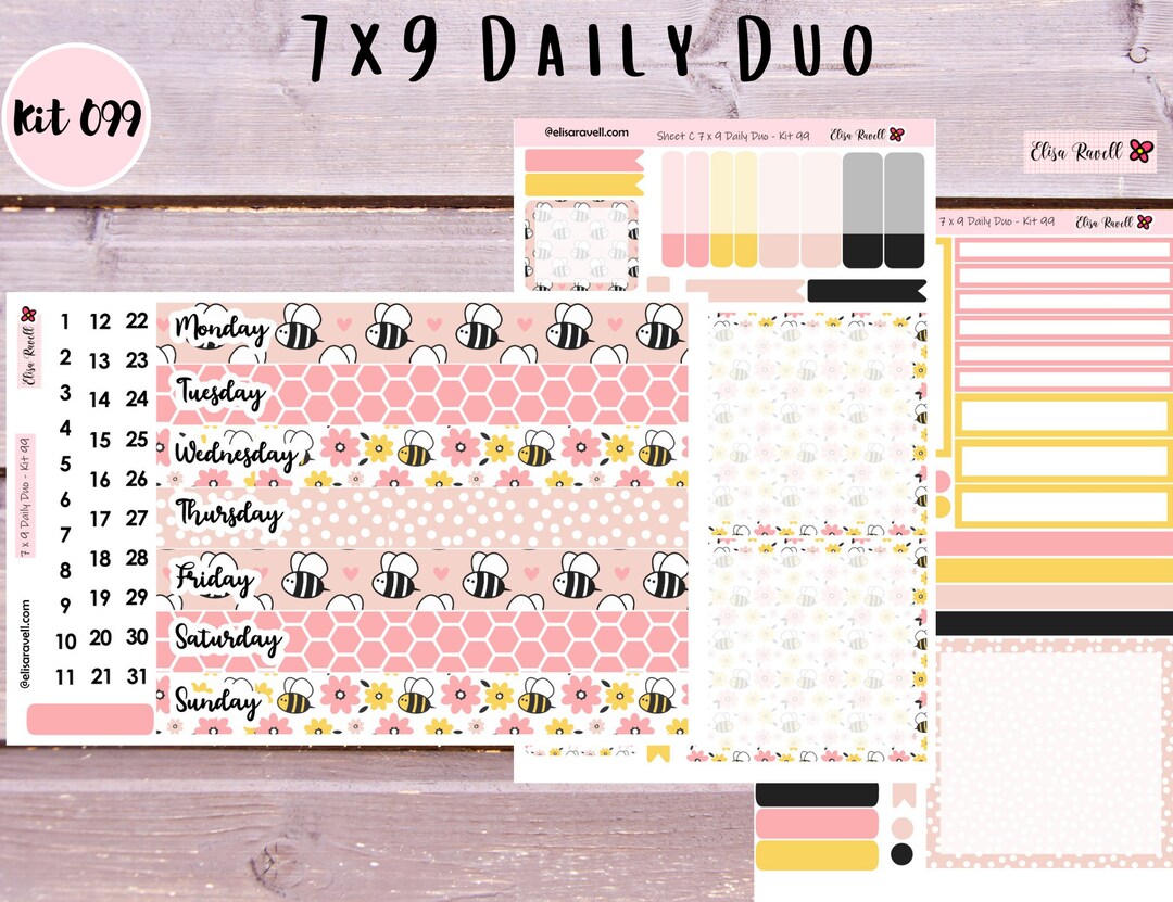 7x9 Daily Duo Stickers, Bee Mine, Valentines, February Planner Stickers ...