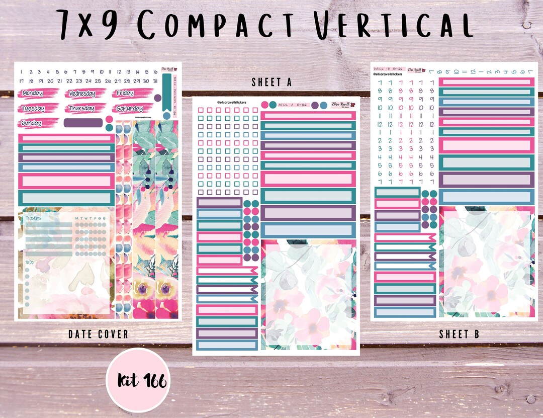 7x9 Compact Vertical Planner Stickers | Watercolor Medley Kit 166 - Etsy