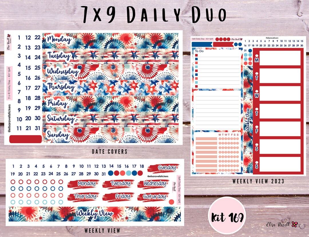 7x9 Daily Duo Sticker Kits for Erin Condren Life Planners With ...