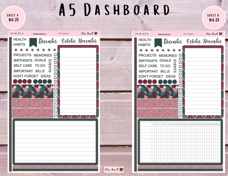 A5 Dashboard Exquisite Abstract December Monthly EC Notes - Etsy