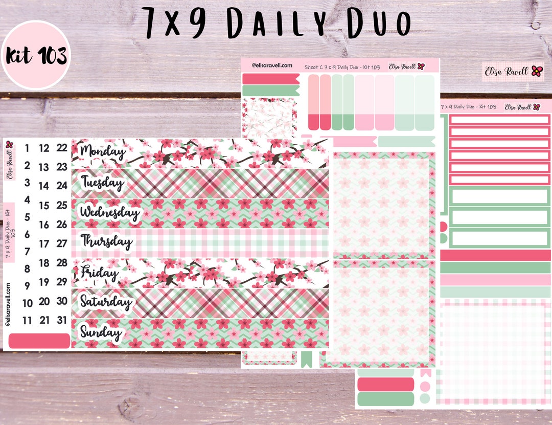 7x9 Daily Duo Stickers, Cherry Blossoms, Spring, March Planner Stickers ...