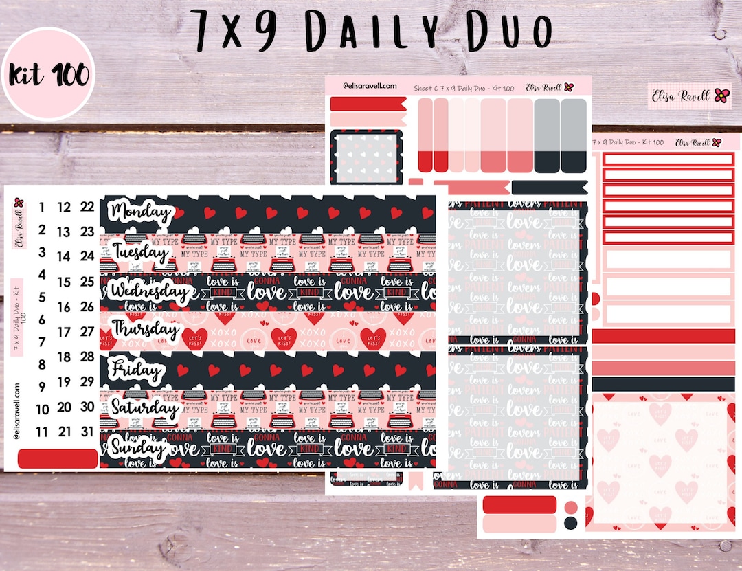 7x9 Daily Duo Stickers, My Type, Valentines, February Planner Stickers ...