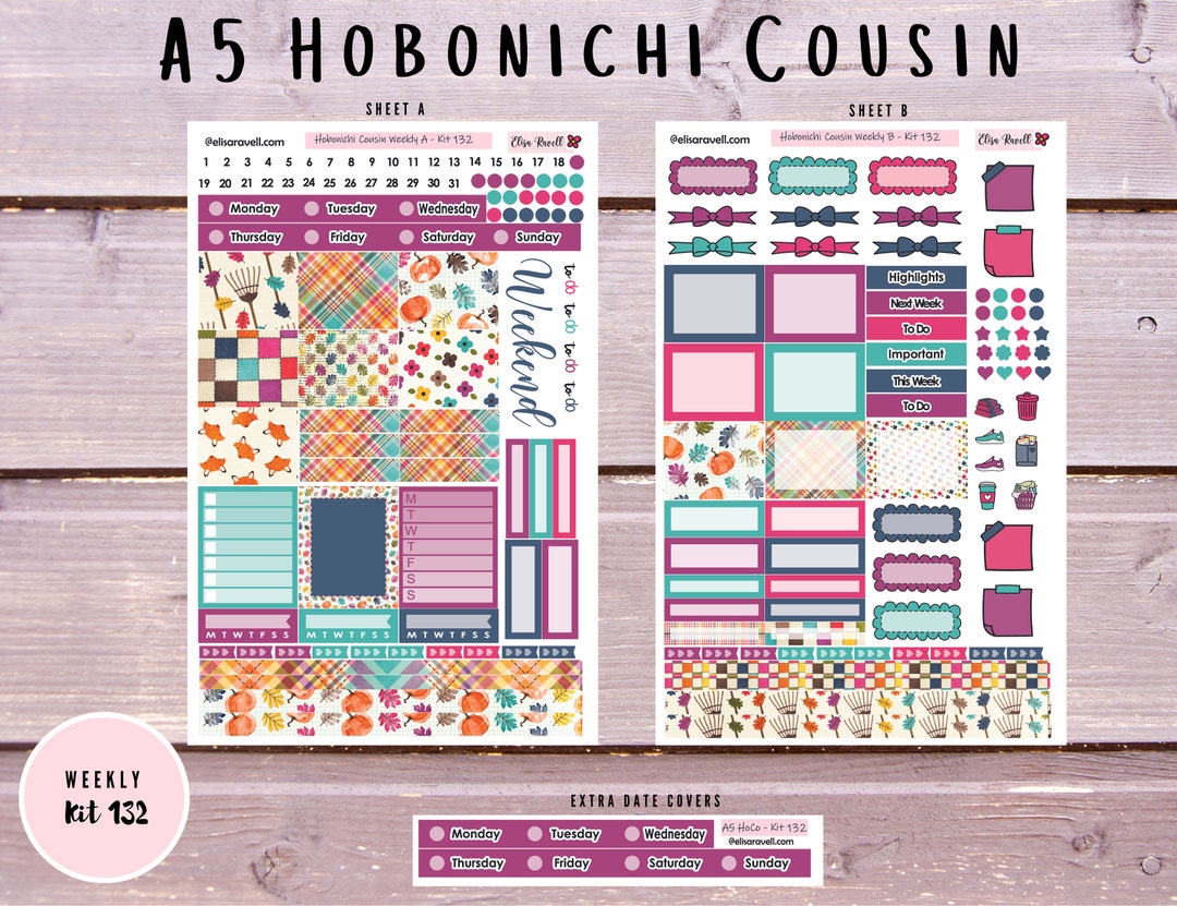 Hobonichi Cousin Weekly Sticker Kits, A5 Cousin Avec Pumpkins and Rakes ...
