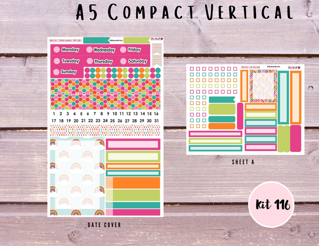 A5 Compact Vertical Stickers, Rainbow, June, Spring, Summer, Kit 116 - Etsy