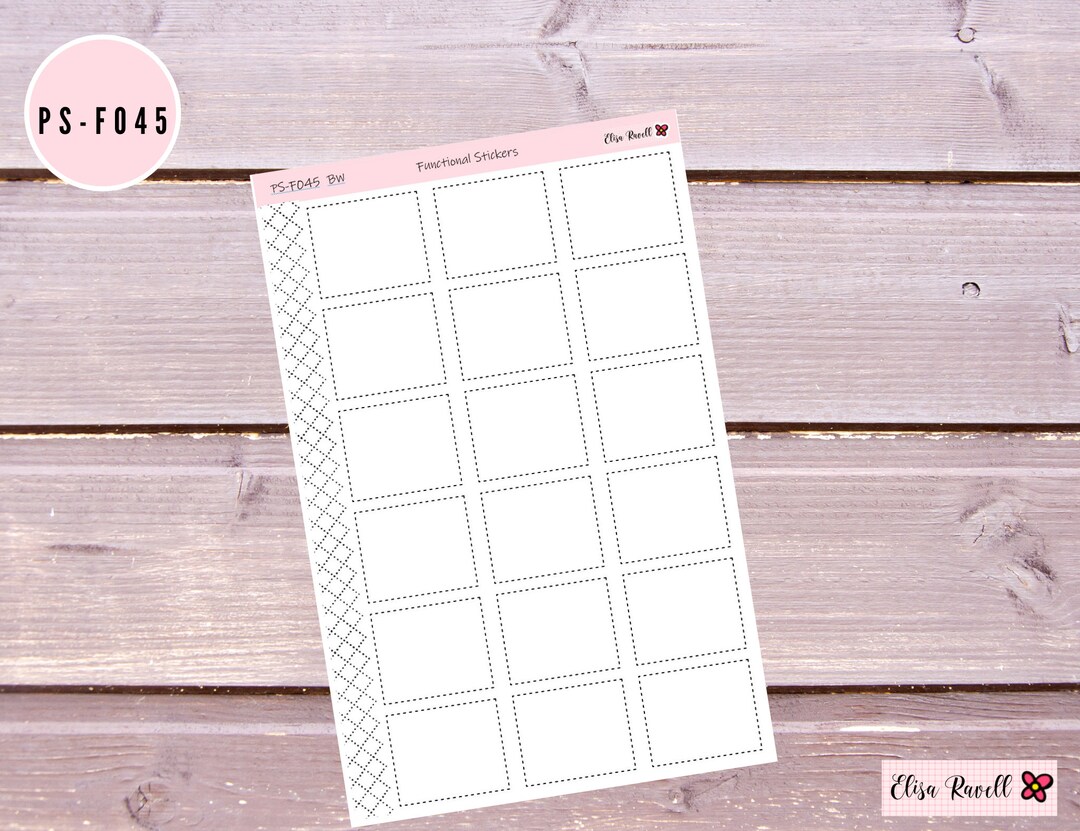 Stitched Boxes, Three Quarters, Square Box, Functional Stickers, Labels, Journaling Stickers ...