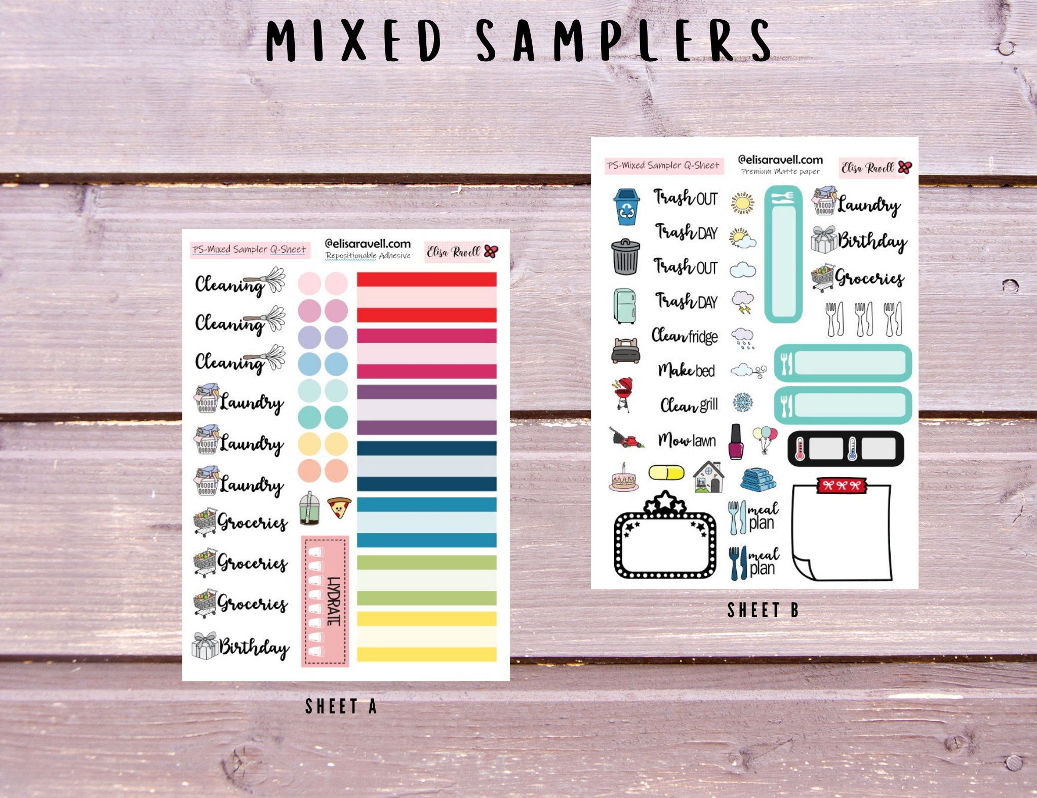 Planner Sticker Samplers Scripts Functionals Icons Boxes - Etsy