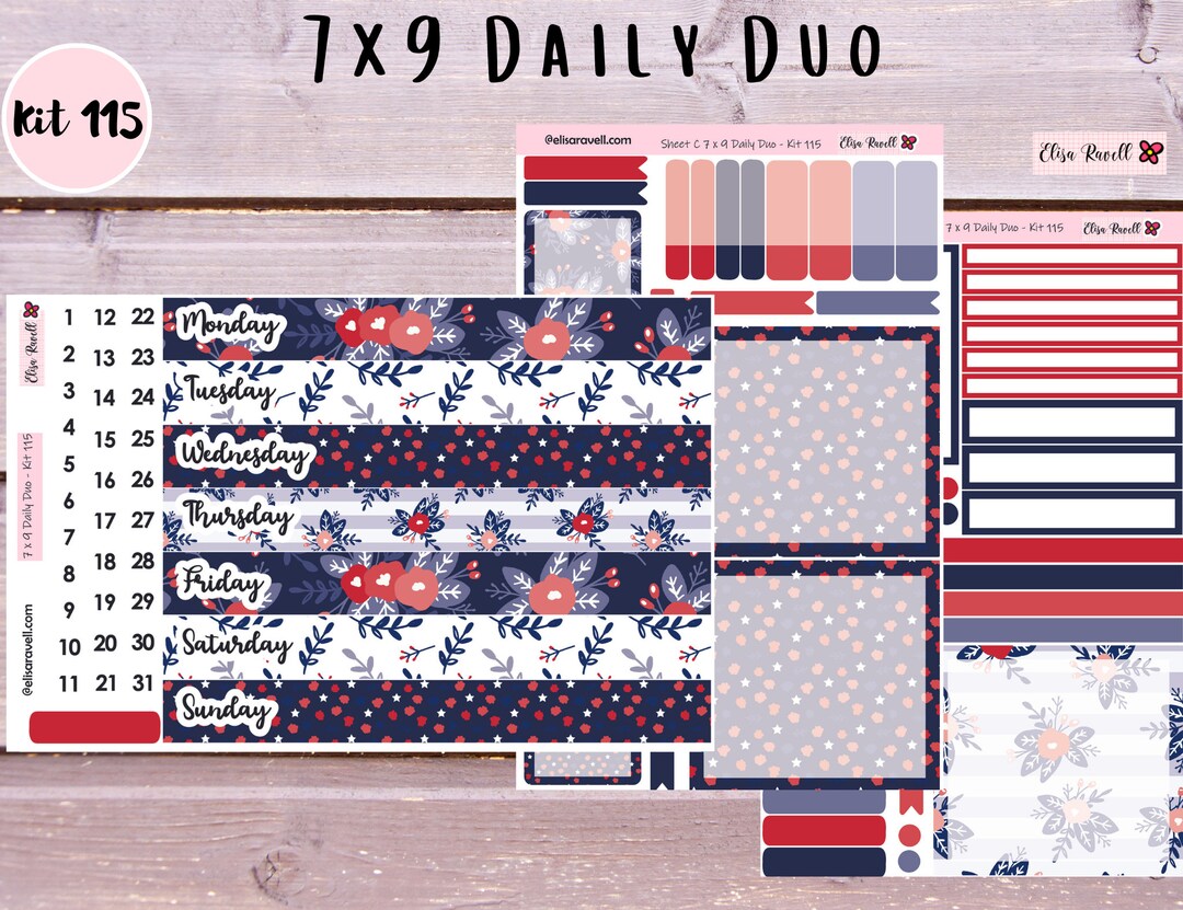 7x9 Daily Duo Stickers, Patriotic Flowers, Memorial Day, Spring, May ...