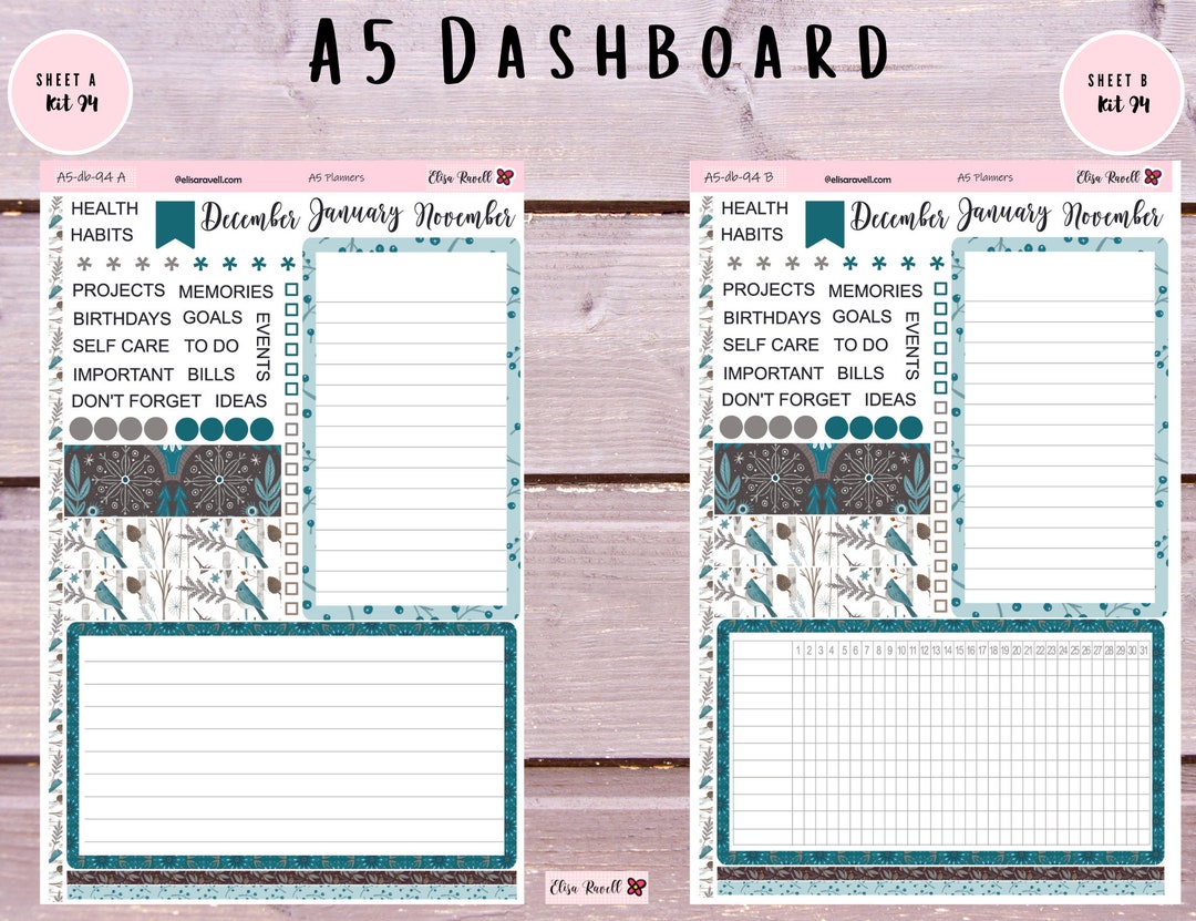 A5 Dashboard, Winter Eve, January Monthly, EC Notes Page, Erin Condren ...