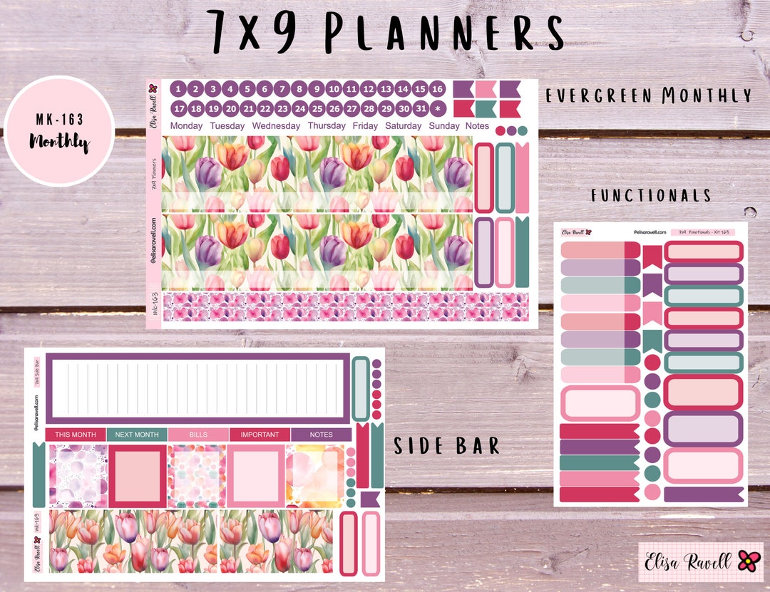 7x9 Monthly View Planner Stickers Kits for Erin Condren Life Planners ...