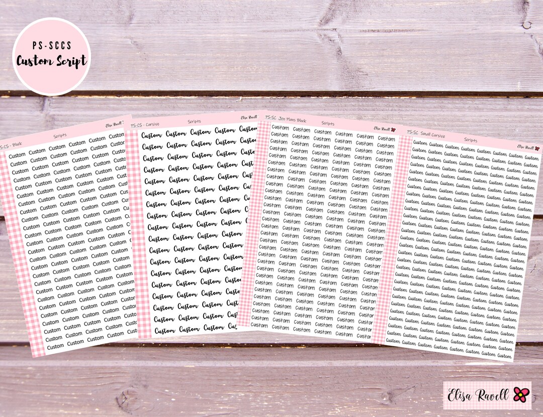 Custom Script Sticker Sheet, Planner Stickers, Choose Your Script ...