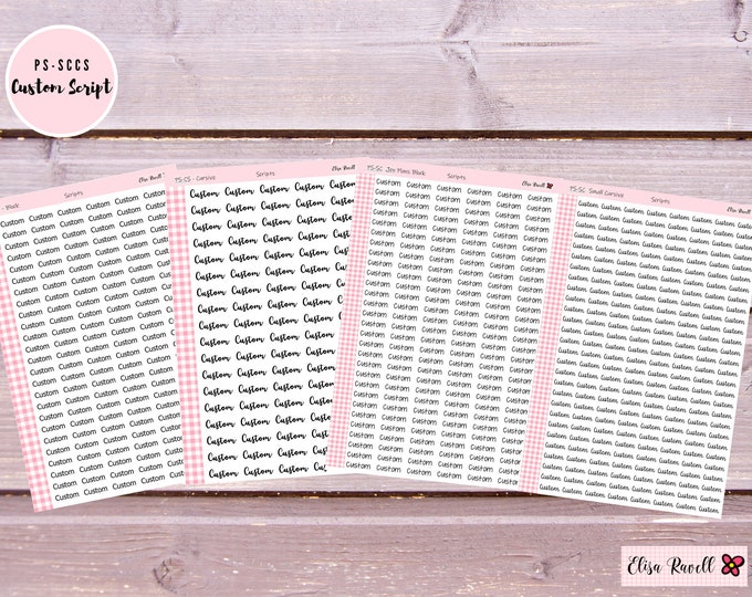 Custom Script Sticker Sheet, Planner Stickers, Choose Your Script ...