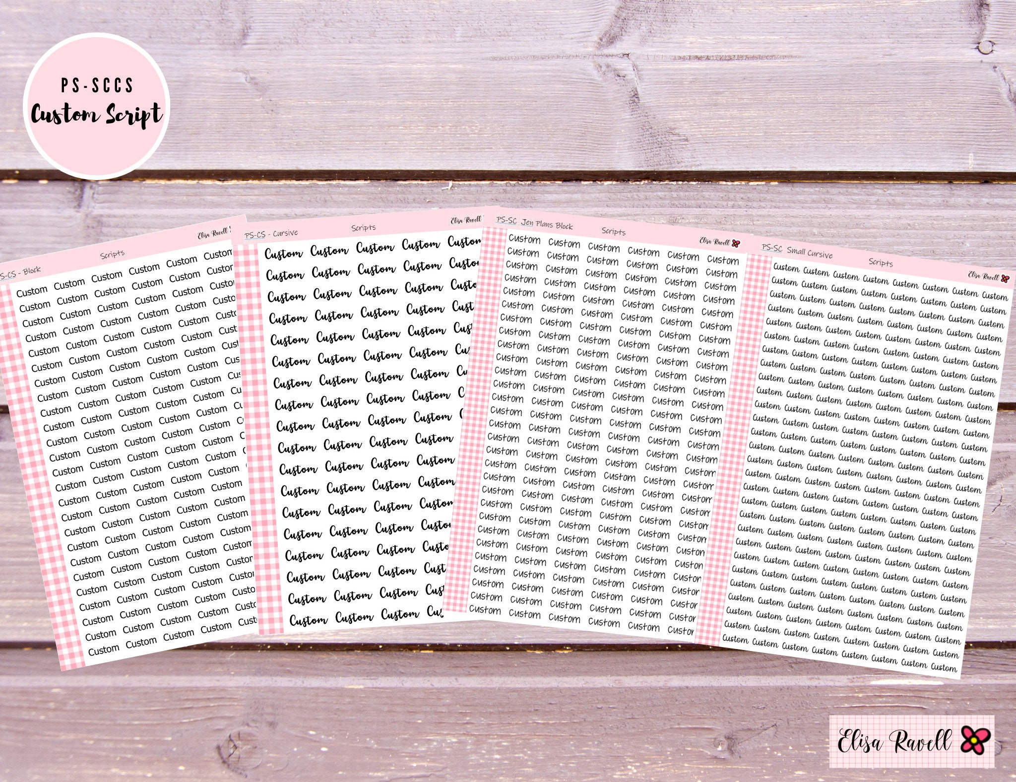 Custom Script Sticker Sheet Planner Stickers Choose Your - Etsy