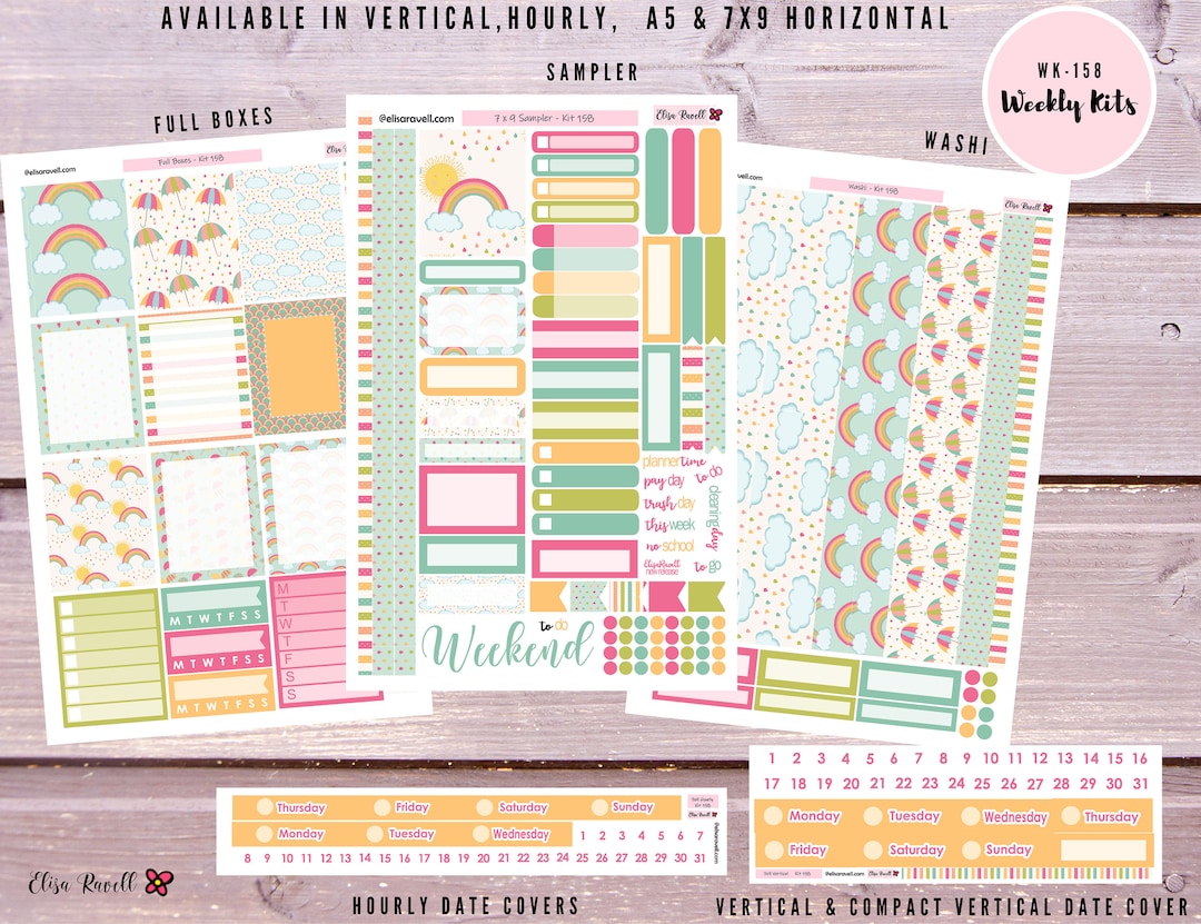 Weekly Planner Stickers Kit for Erin Condren Vertical Horizontal Hourly ...