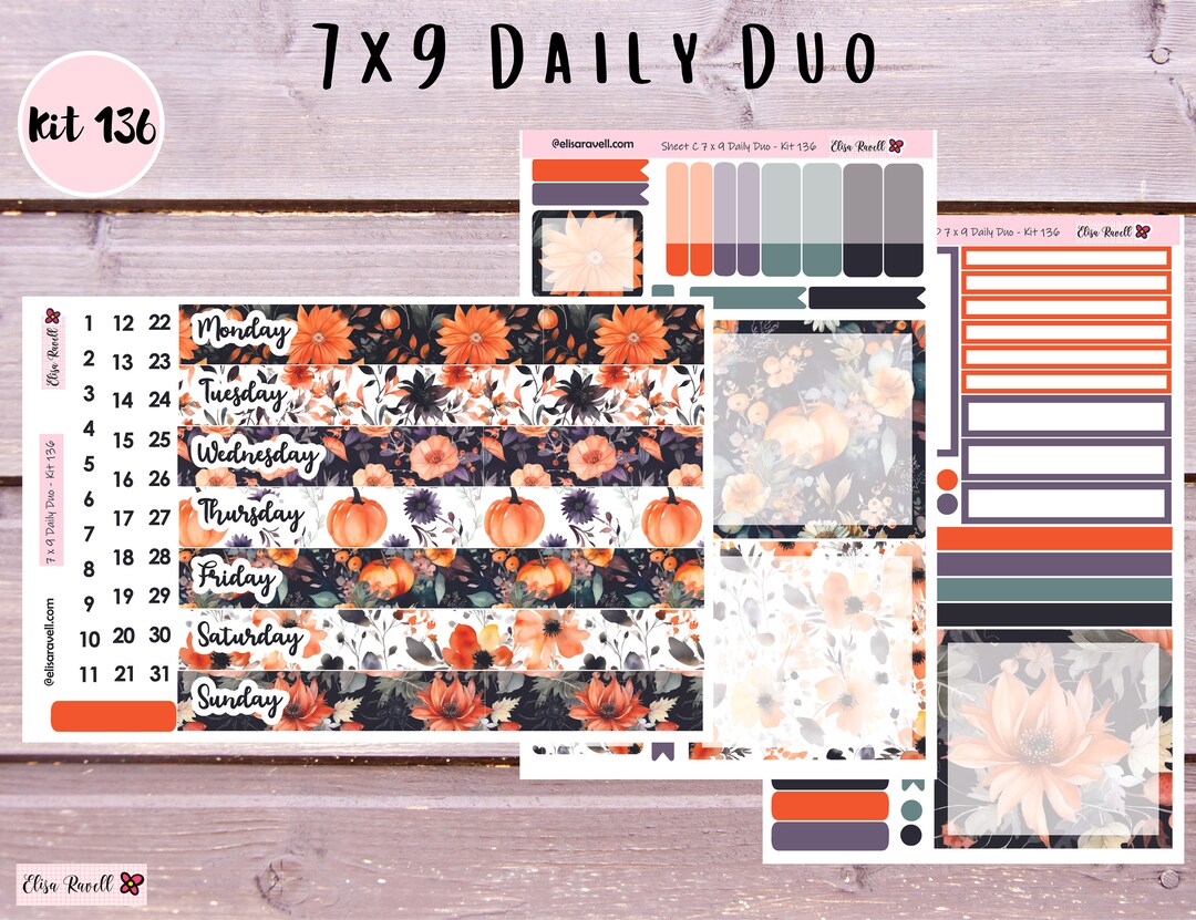 7x9 Daily Duo Sticker Kits for Erin Condren Life Planners With ...