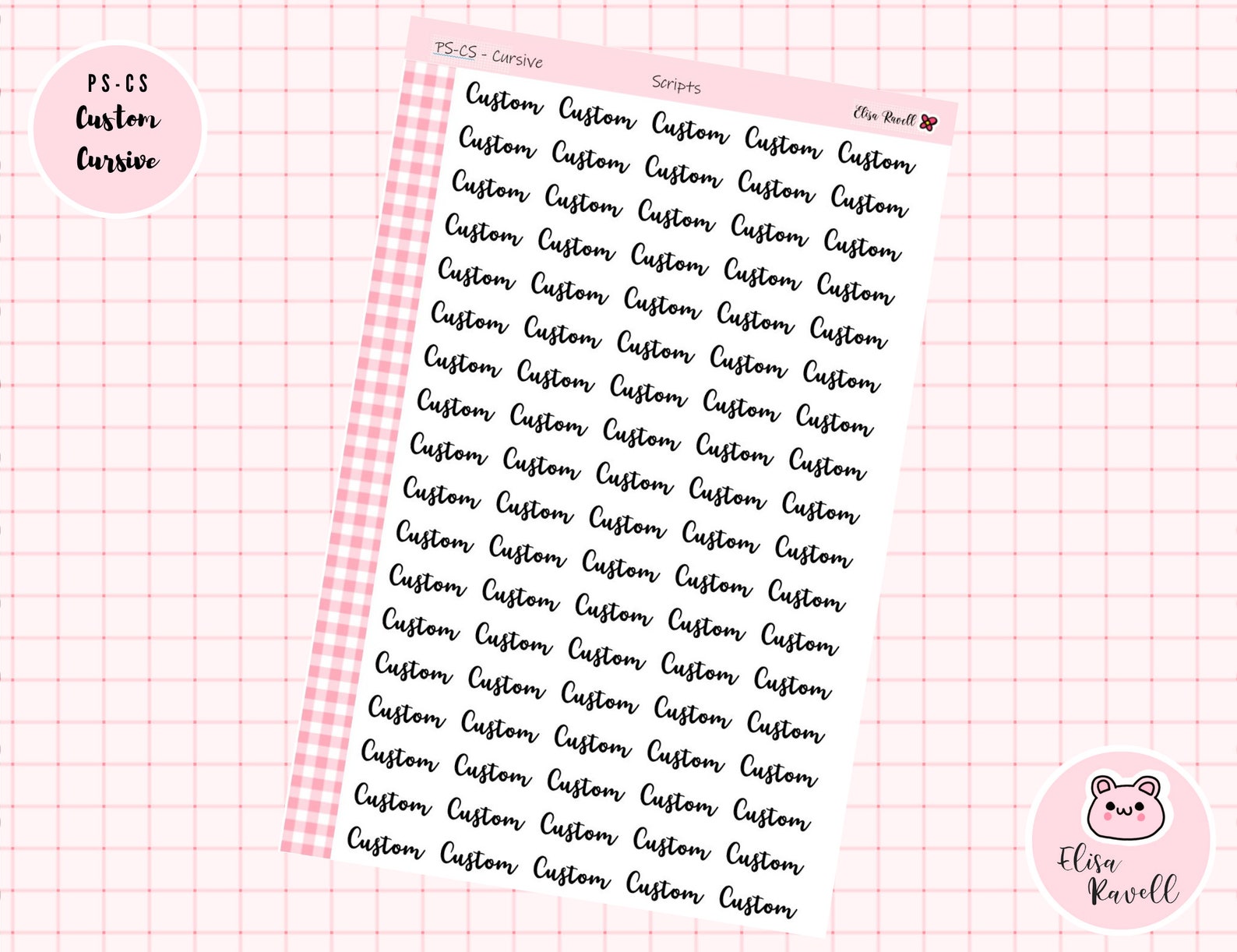 Custom Script Sticker Sheet Planner Stickers Choose Your | Etsy