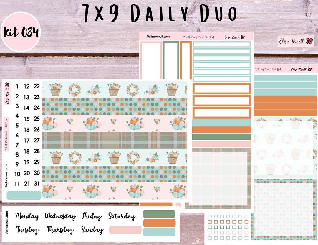7x9 Daily Duo Stickers, Pumpkin Florals, Fall, November Planner ...