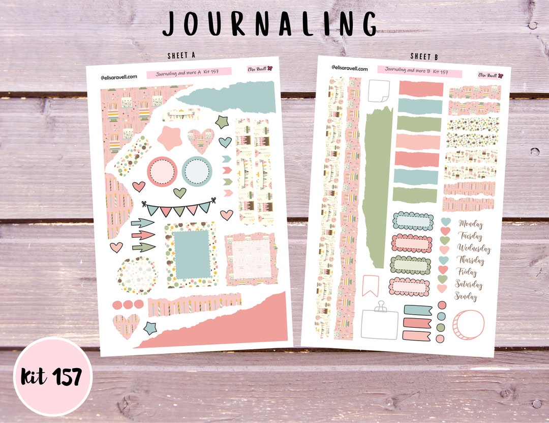 Journaling Sticker Kits Pastel Birthday for A5 and 7x9 Journals and ...