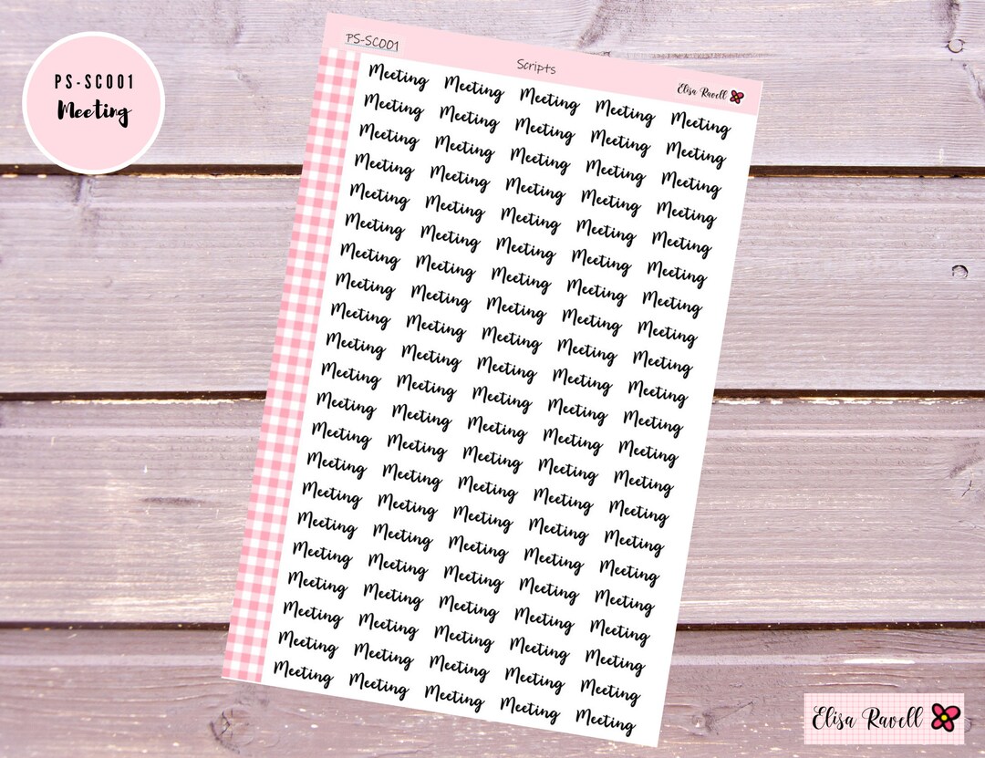 Meeting Stickers, Meeting Script Cursive, Planner Stickers, PS-SC001 ...