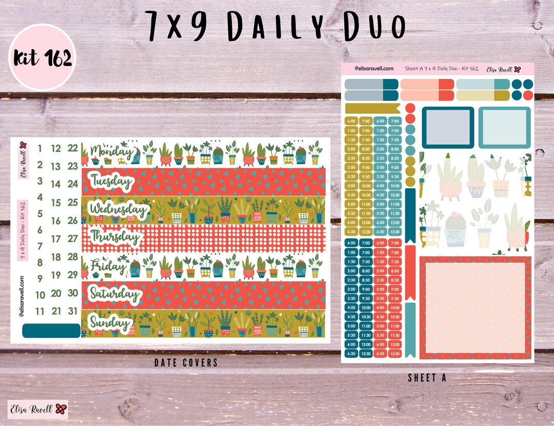 7x9 Daily Duo Sticker Kits for Erin Condren Life Planners With Potted ...