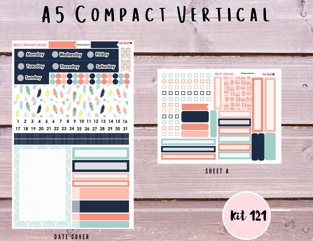 A5 Compact Vertical Stickers, Boho Feathers, July, Summer, Kit 121 - Etsy