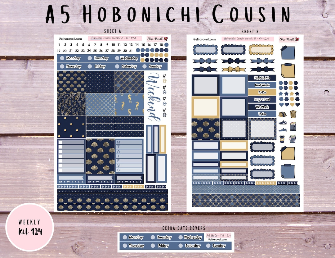 Hobonichi Cousin Sticker Kits, Weekly Hobonichi Cousin, Sparkling ...