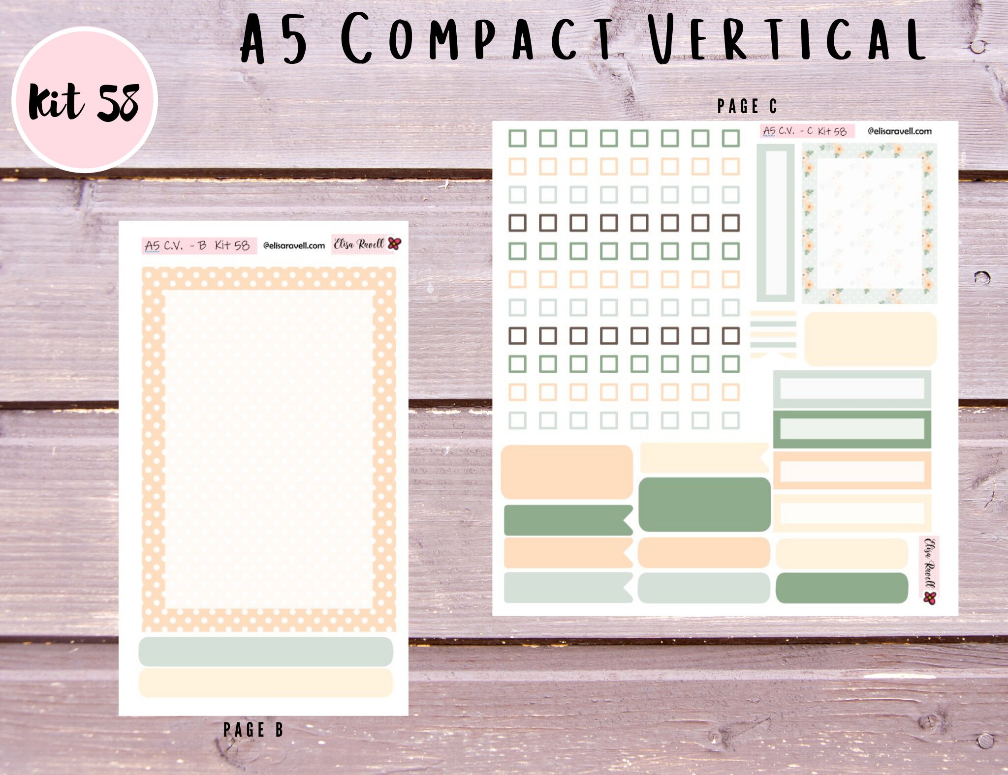 A5 Compact Vertical Stickers Whole Kit Spring Creamy - Etsy