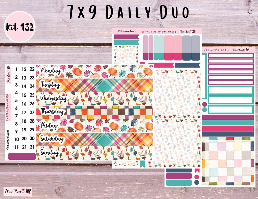 7x9 Daily Duo Sticker Kits for Erin Condren Life Planners With Pumpkins ...