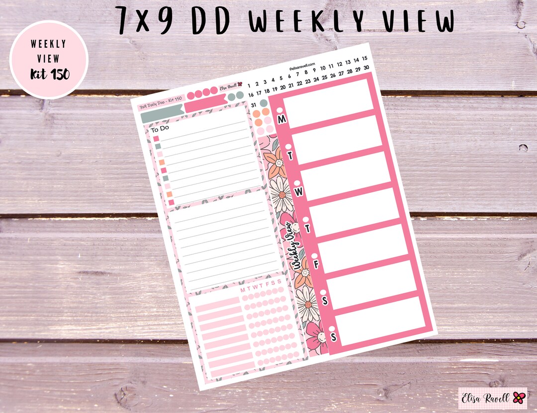 7x9 Daily Duo Weekly View Stickers Happy Retro Flowers, Kit 150 - Etsy