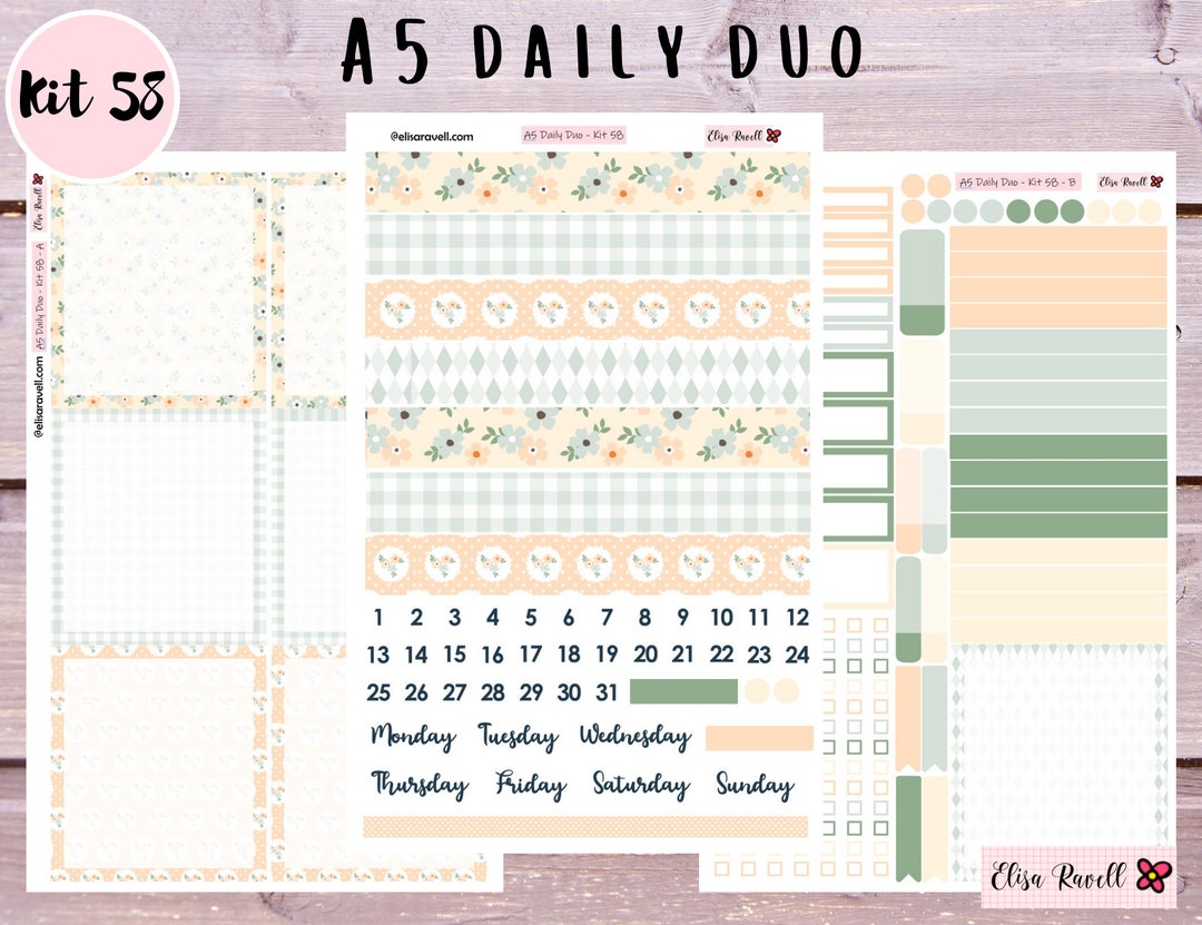 A5 Daily Duo Stickers, Creamy Periwinkle, DD Stickers, ECDD, Flexible ...