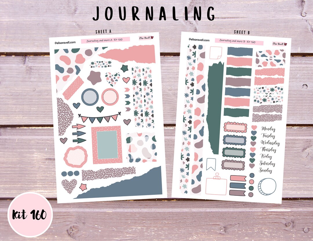 Journaling Sticker Kits Pastel Abstract for A5 and 7x9 Journals and ...