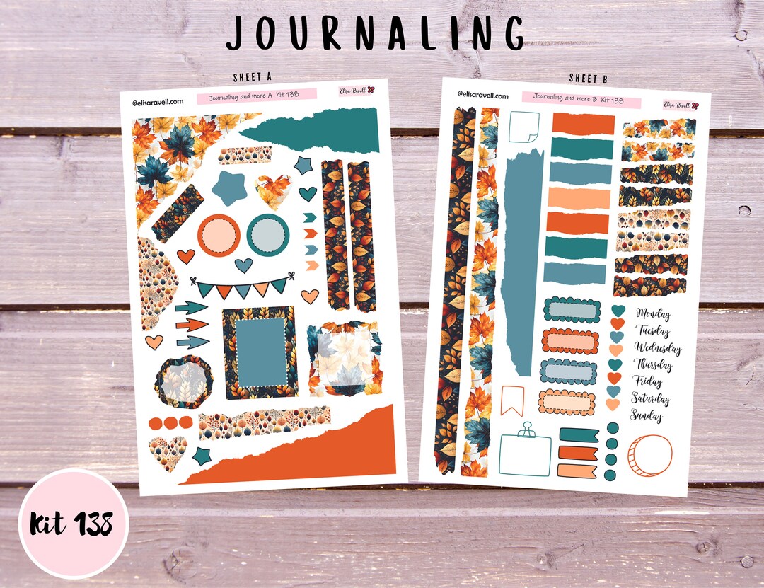 Journaling Sticker Kits Autumn Leaves for A5 and 7x9 Journals - Etsy