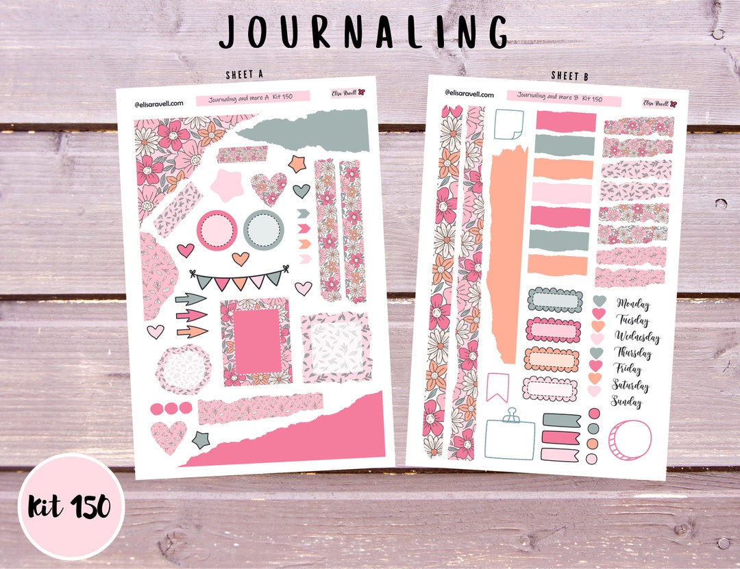 Journaling Sticker Kits Retro Flowers for A5 and 7x9 Journals and ...